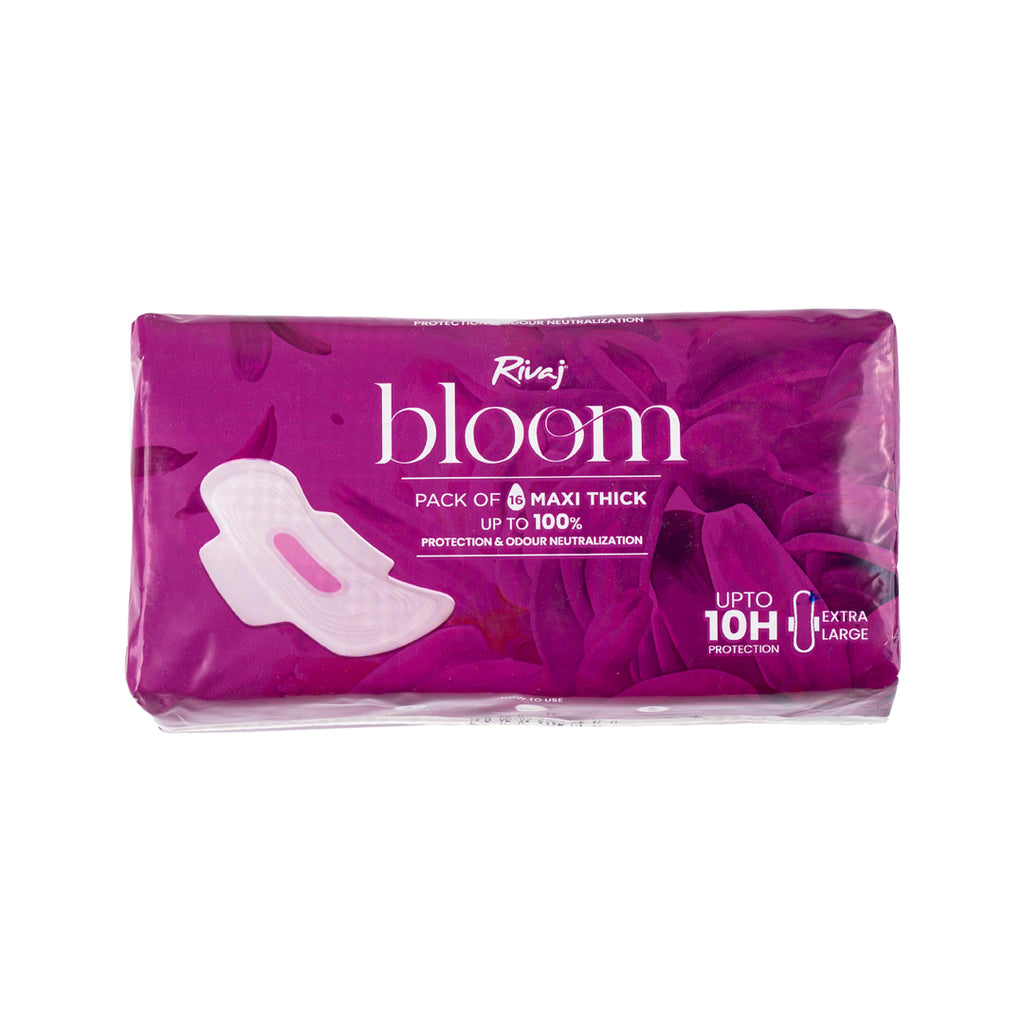 Maxi Thick Bloom Sanitary Pads (Extra Large) 16 PCS – Rivaj